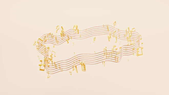 Floating Wavy Music Notes