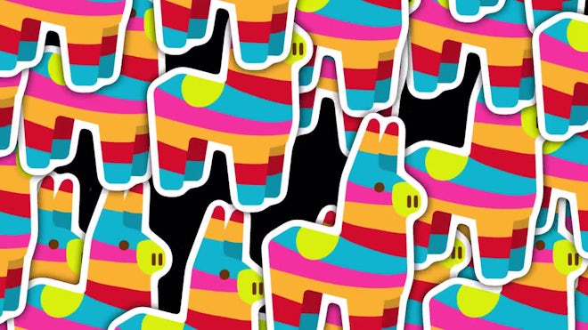 2D Colorful Llama Pinata Transition On Alpha - Stock Motion Graphics ...