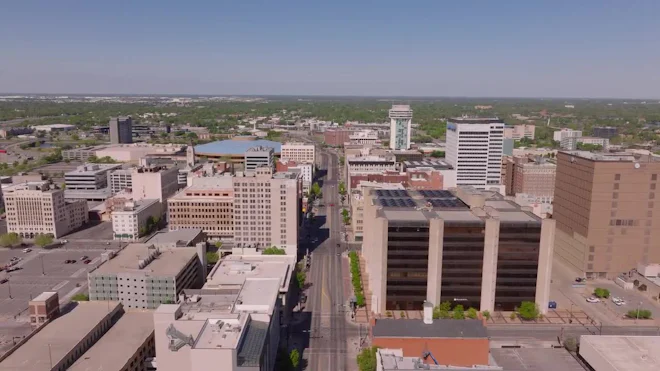 Wichita Skyline Usa, Kansas, Wichita Architektur Vektor Skyline Der