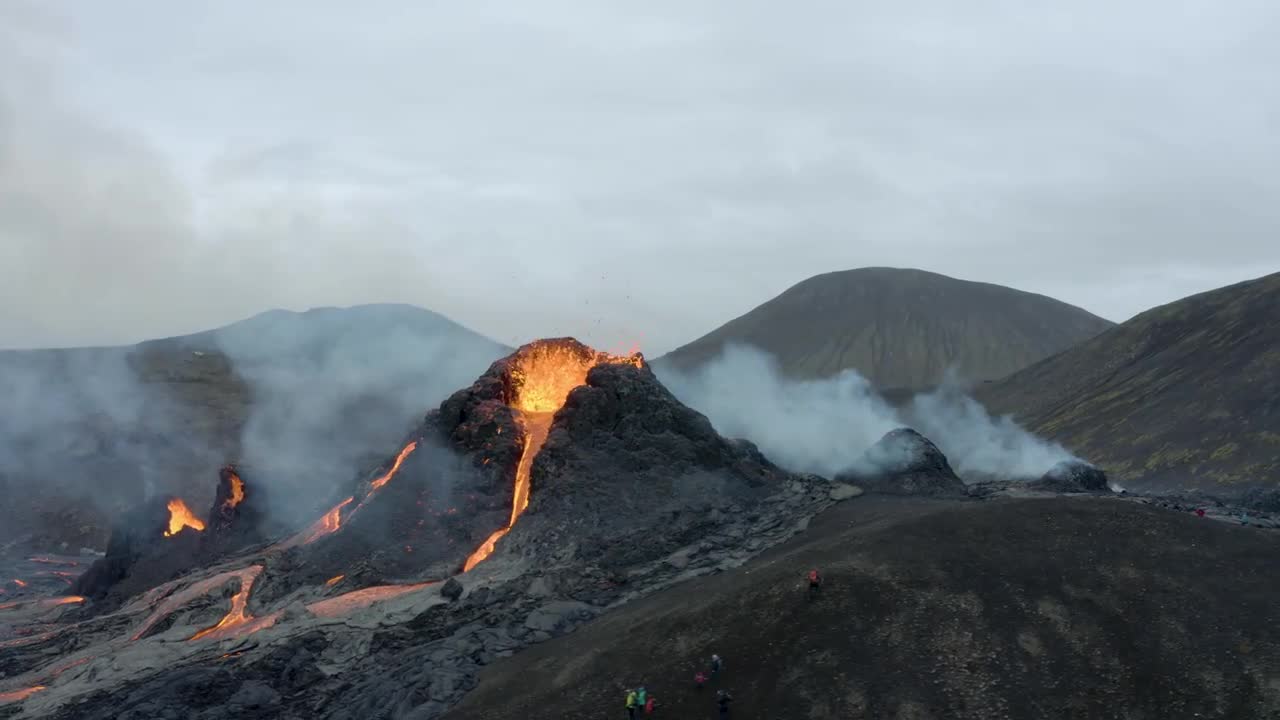 People Watching A Volcano - Stock Video | Motion Array