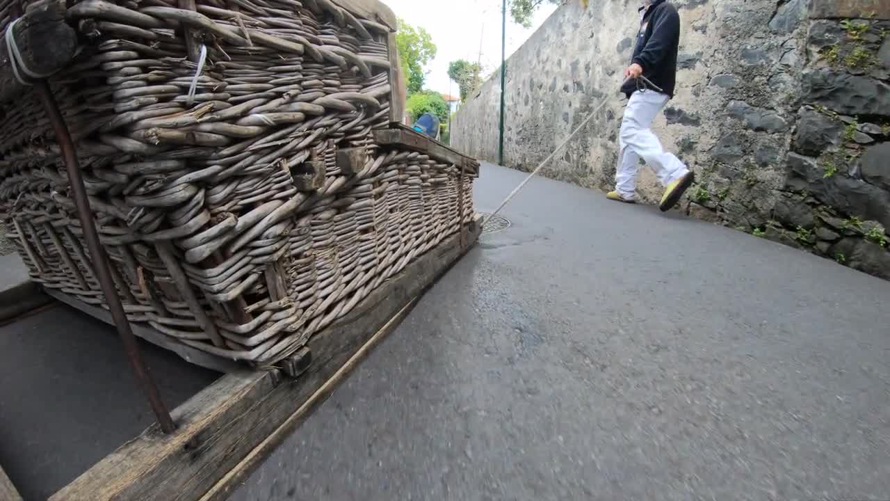 Monte Toboggan Sledge Ride, Madeira - Stock Video | Motion Array