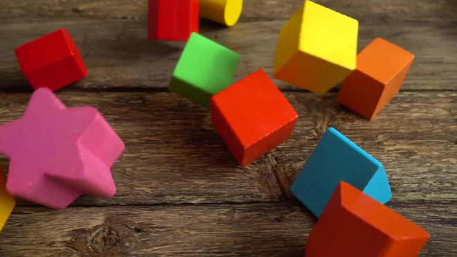 Building Blocks Falling Over Falling Toy Building Blocks Stock Video