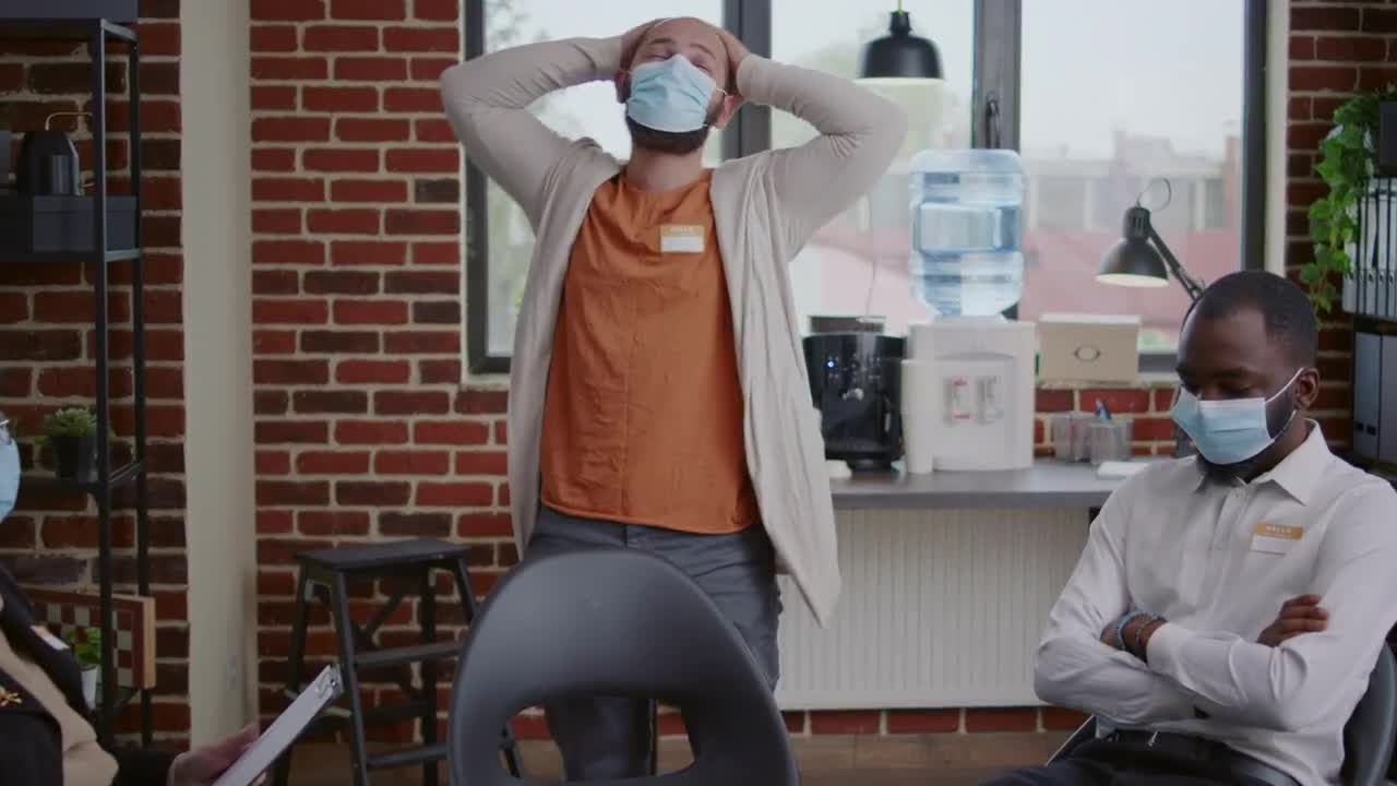 Desperate Reaction At Therapy - Stock Video | Motion Array