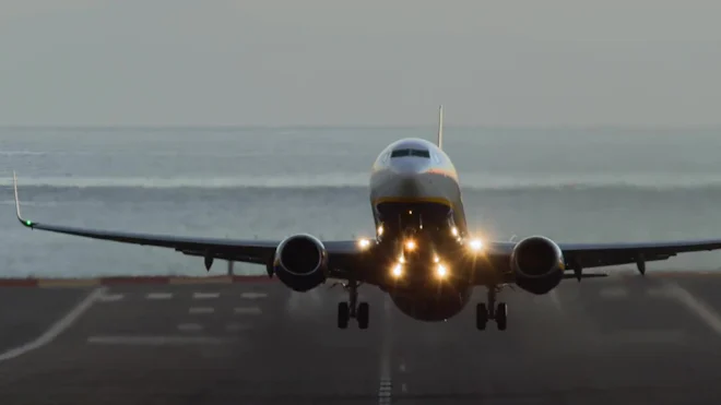 Commercial Airplanes Taking Off