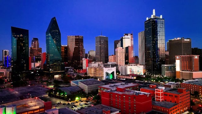 Downtown Dallas Skyline At Night