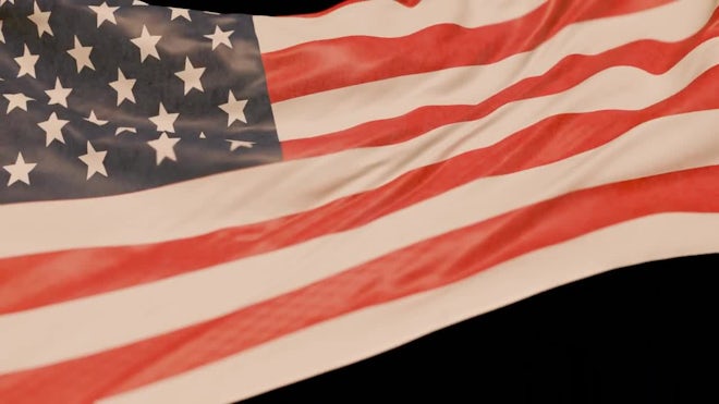 Background Us Flag In Motion Slow Motion Aerial Orbiting Around USA