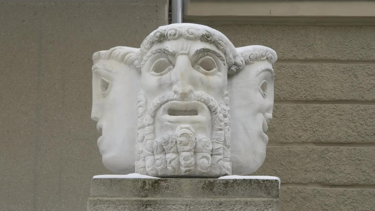 Statue With Three Heads - Stock Video | Motion Array