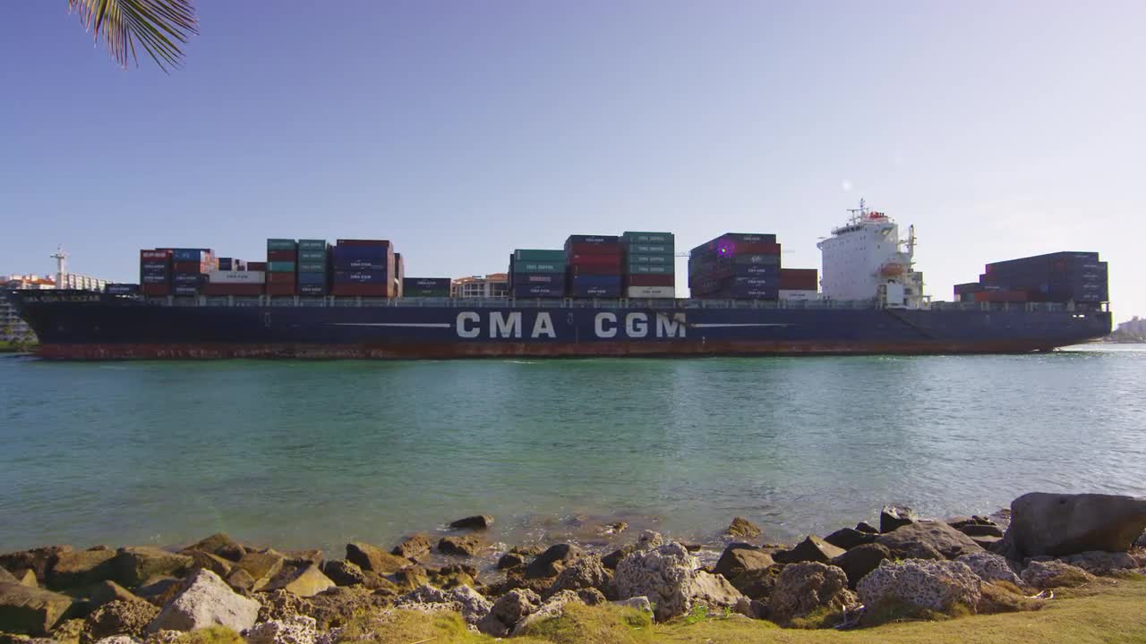 CMA CGM Container Ship Floating In... - Stock Video | Motion Array