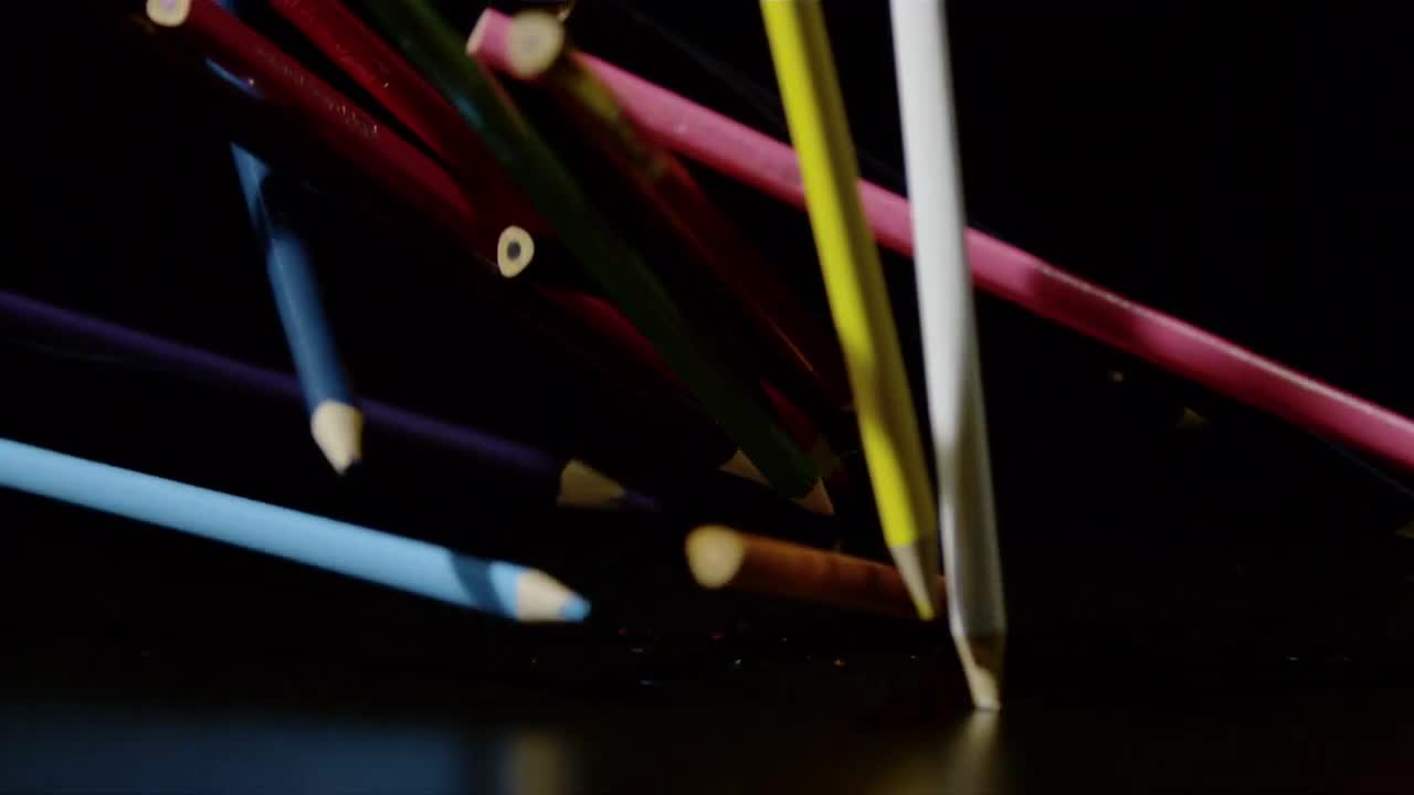 Pencil Crayons Falling, Ultra Slow... - Stock Video | Motion Array