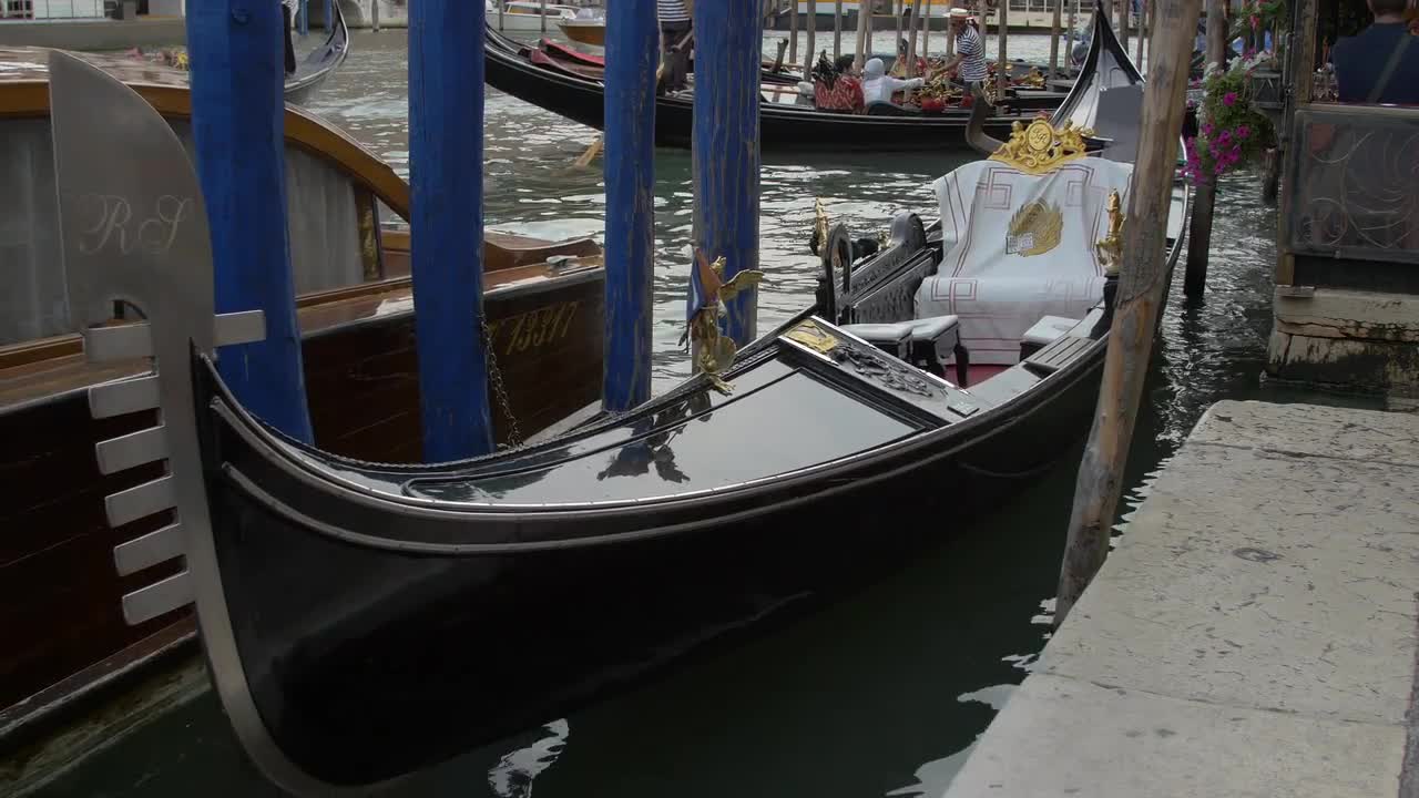 Black Gondola With Golden Details - Stock Video | Motion Array