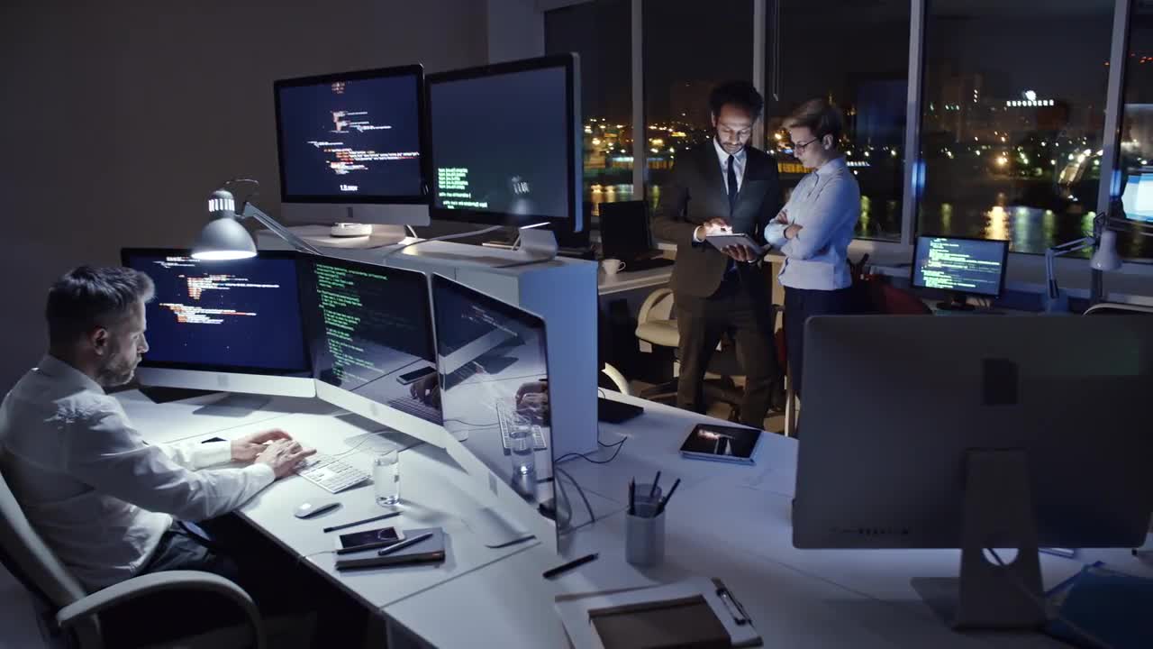 Male Programmer Typing Computer... - Stock Video | Motion Array