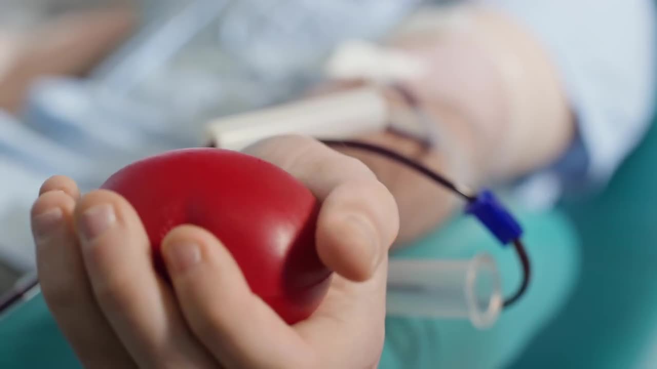 Blood Donor Gripping Stress Ball... - Stock Video | Motion Array