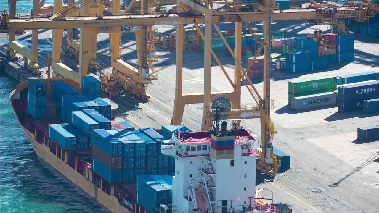 Port Loading Shipping Containers - Stock Video | Motion Array