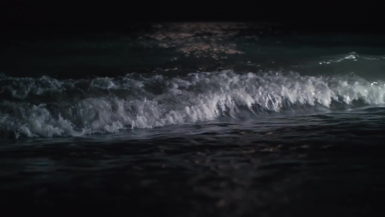 Waves On Seashore At Night - Stock Video | Motion Array