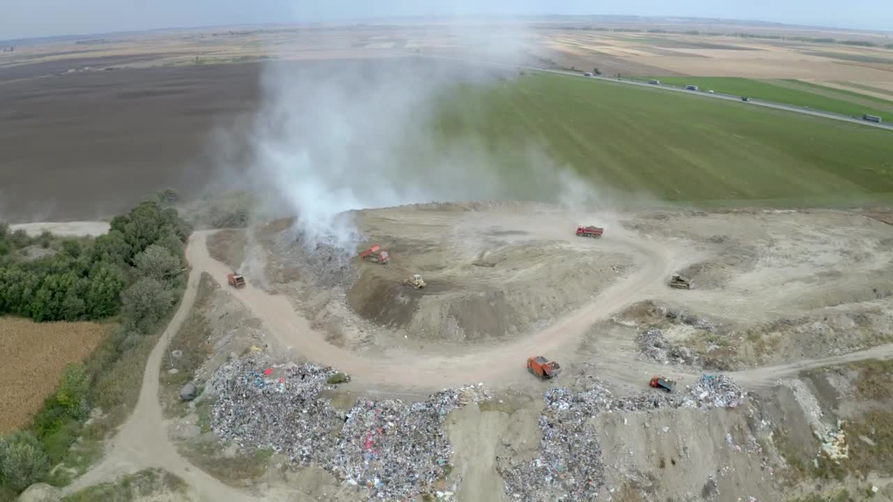 Trucks Working With Landfill - Stock Video | Motion Array