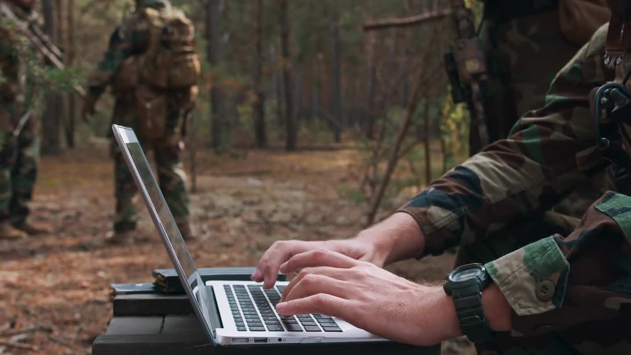 Soldier's Hands Typing In Field Close-Up - Stock Video | Motion Array
