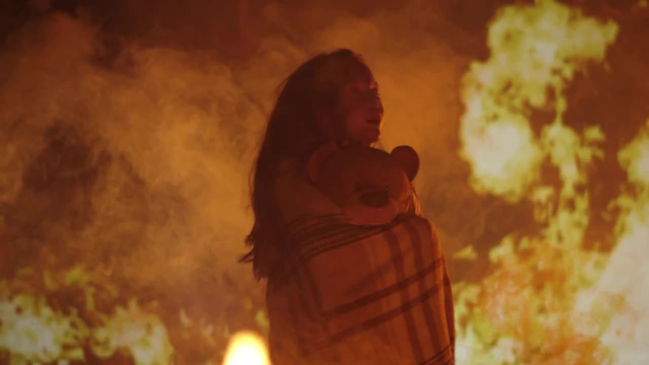 A Girl Trapped In Fire - Stock Video | Motion Array