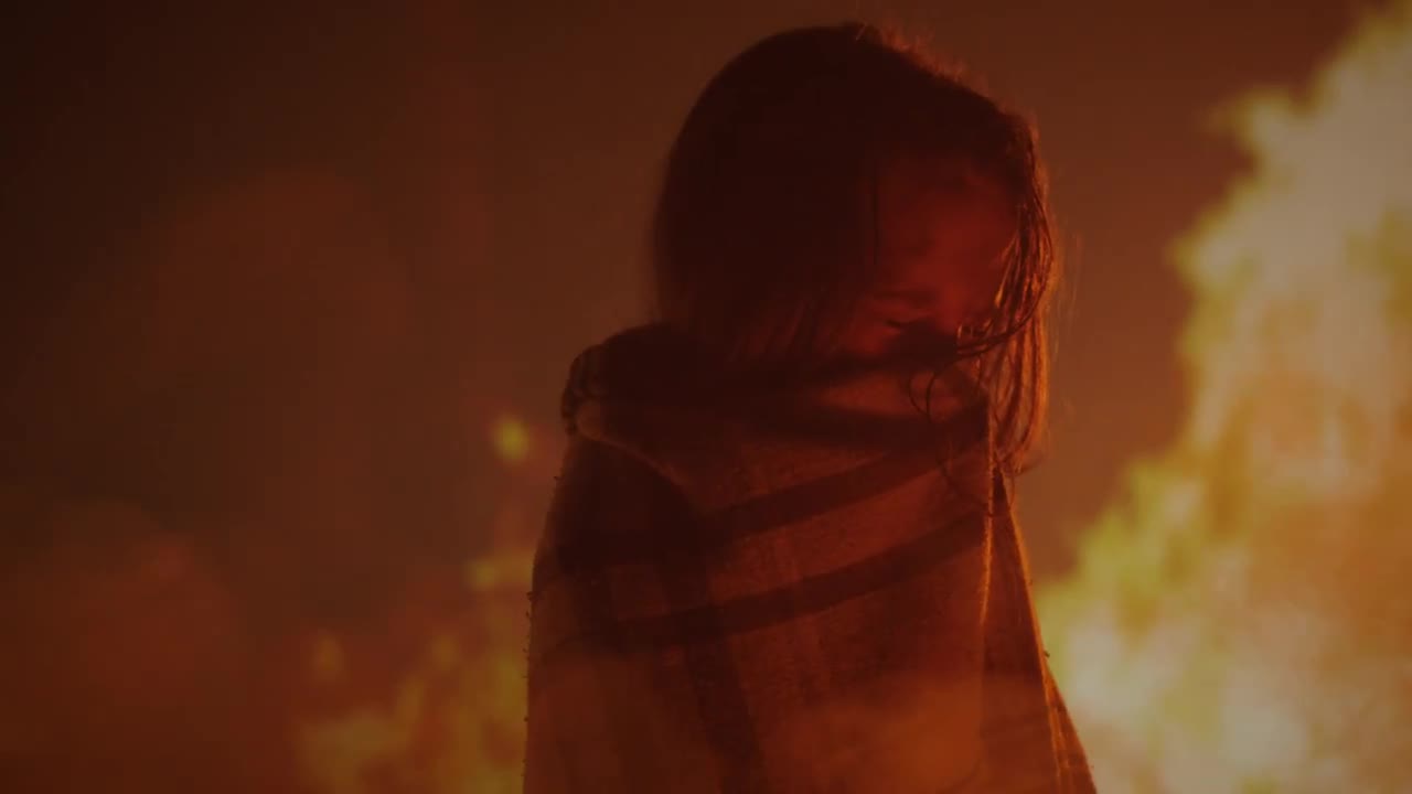 A Crying Girl Trapped In Fire - Stock Video | Motion Array