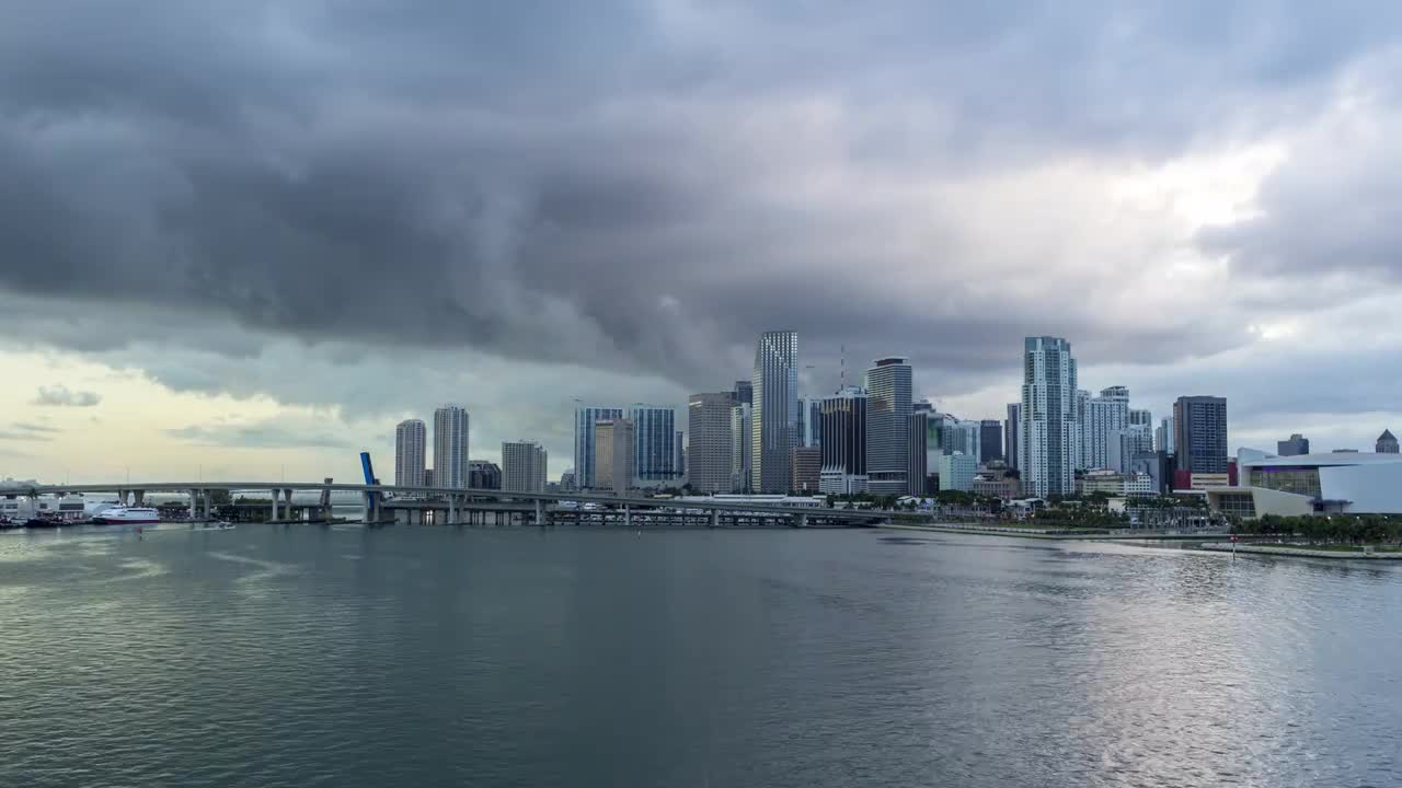 Cloudy Miami Skyline Time-Lapse - Stock Video | Motion Array