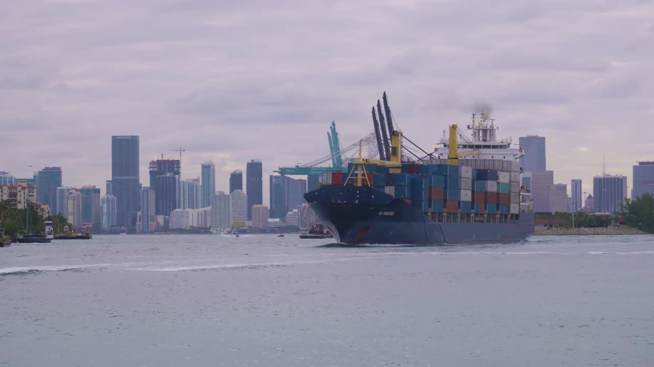 Cargo Ships In Miami - Stock Video | Motion Array