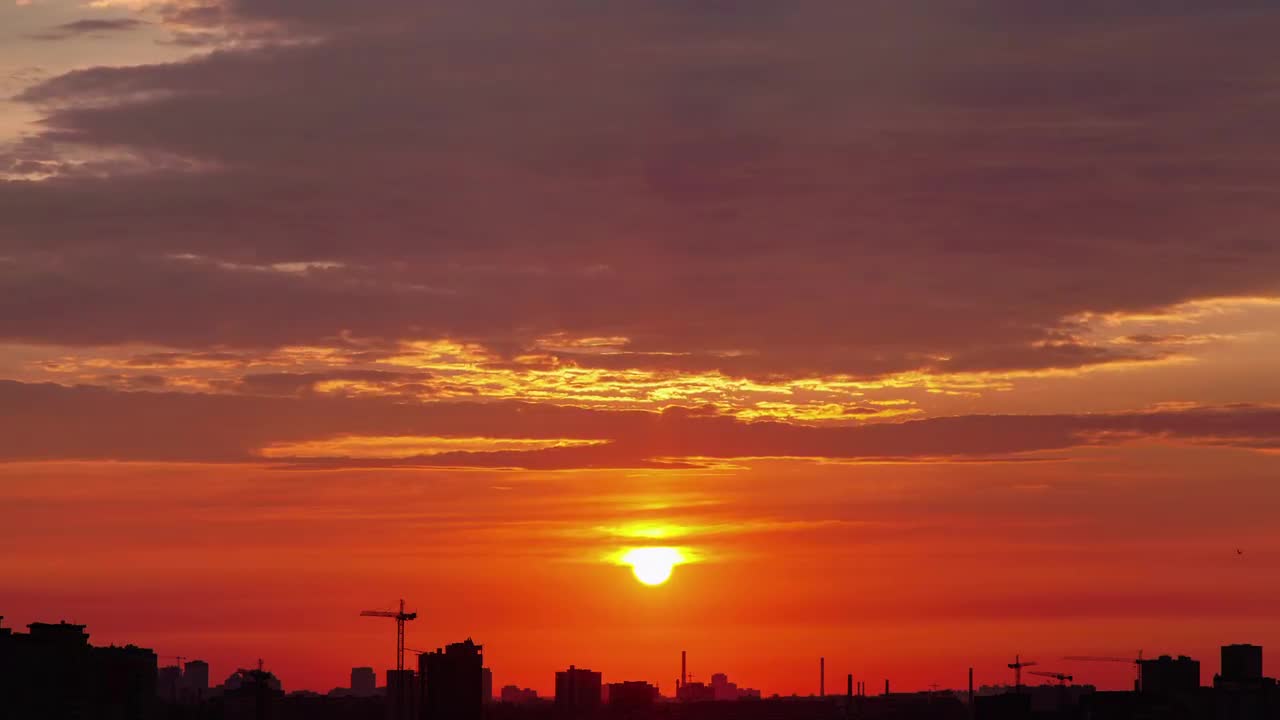 Red Sunset Over The City - Stock Video | Motion Array