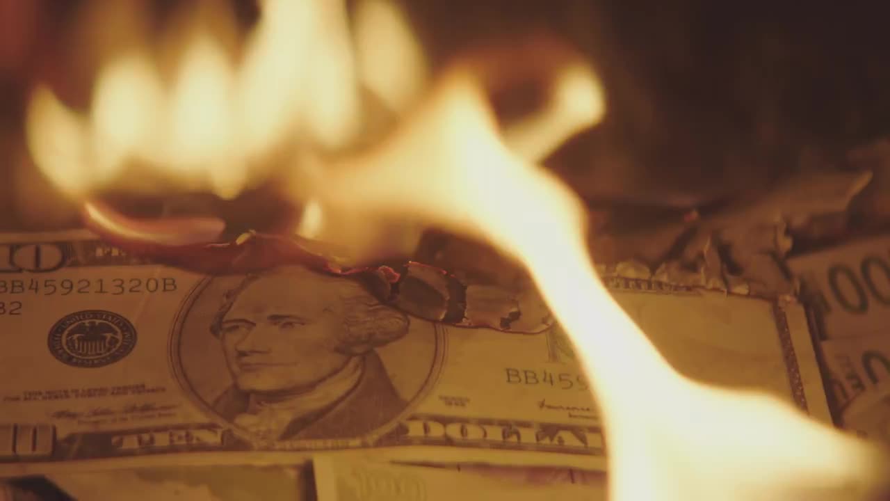 Ten-Dollar Bill Burning - Stock Video | Motion Array