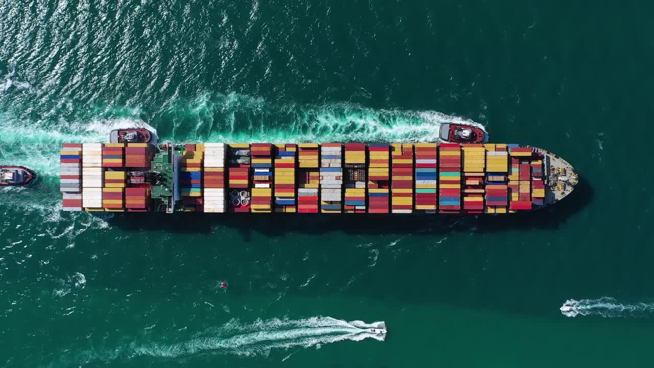 Container Ship In Ocean Aerial - Stock Video | Motion Array