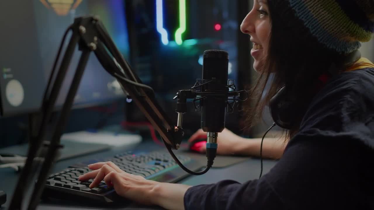 Close-up Of Streamer Gaming FPS - Stock Video | Motion Array