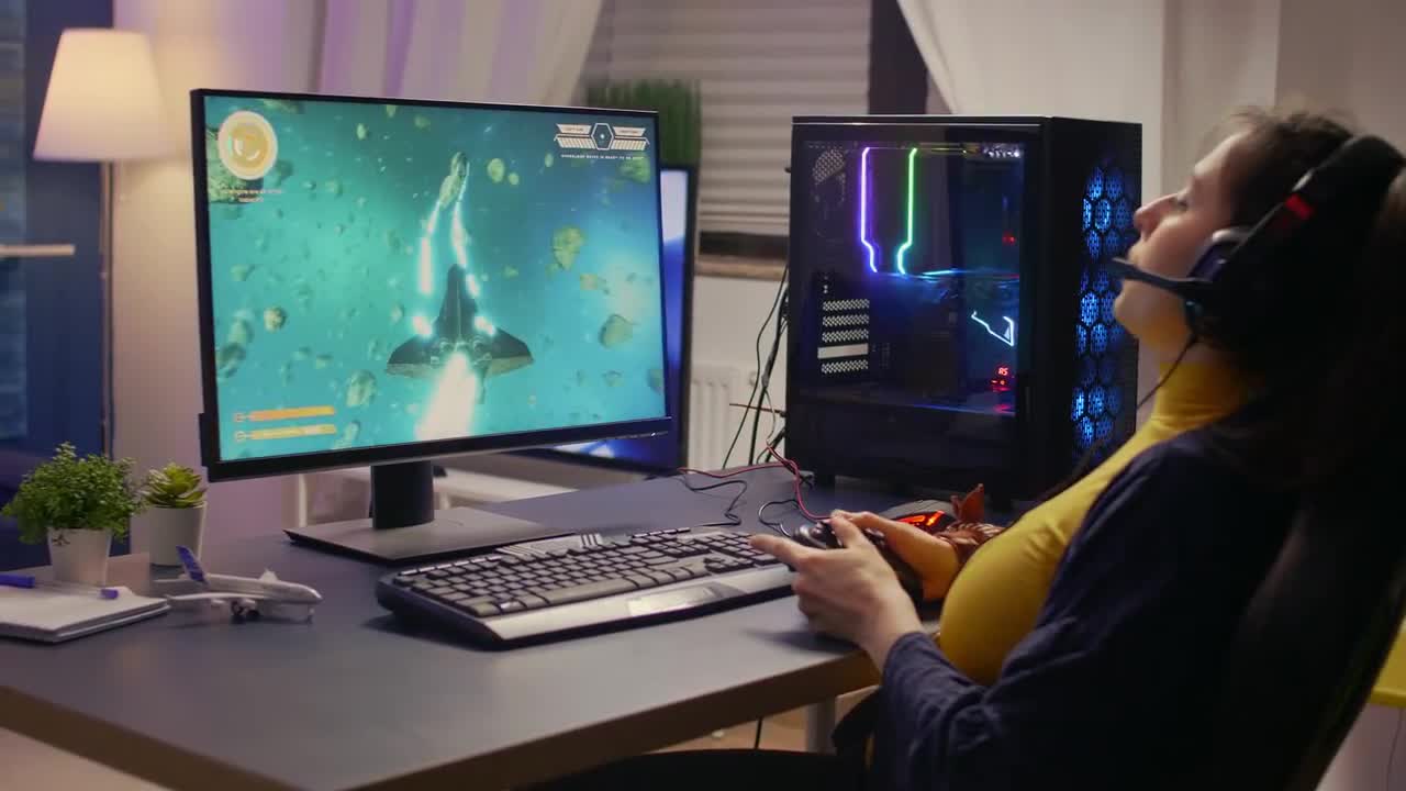 Competitive Cyber Gamer Winning - Stock Video | Motion Array