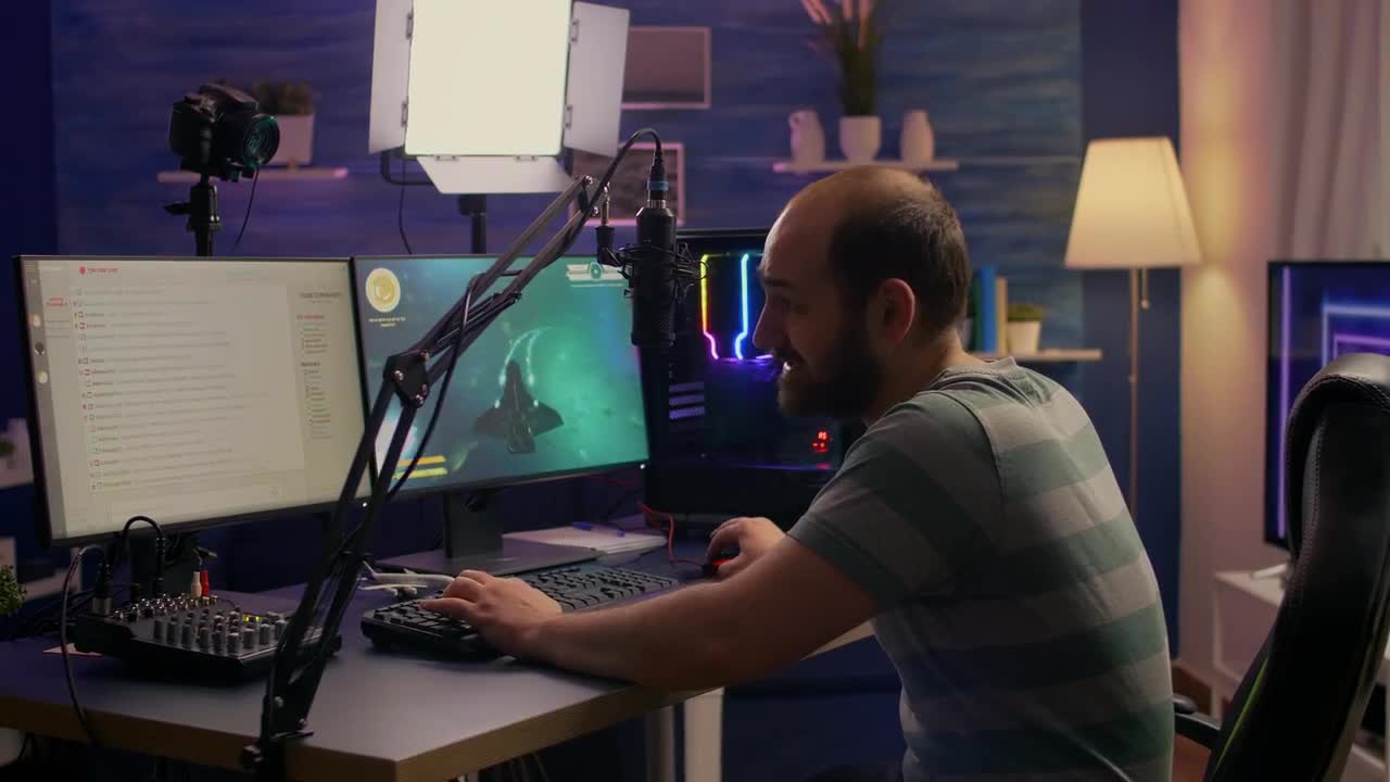 Streamer Man Using Streamer Chat - Stock Video | Motion Array