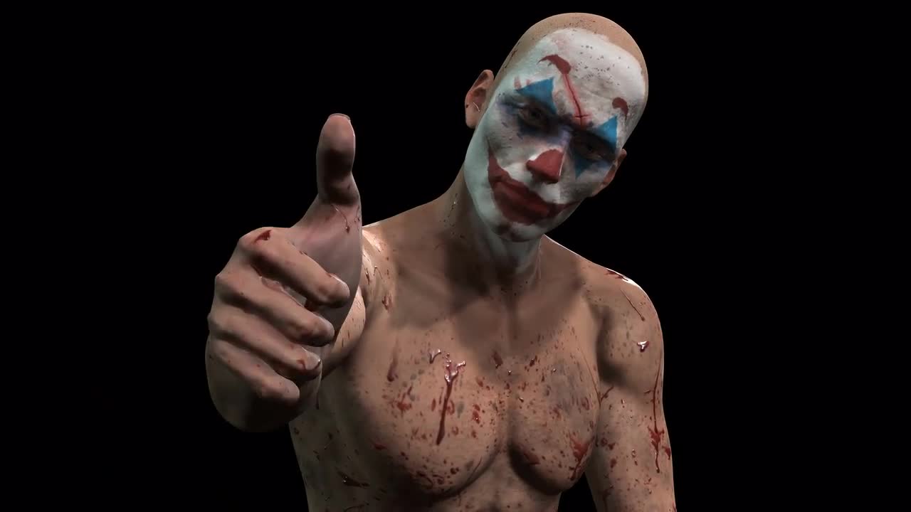 Creepy Clown Giving Thumbs Up On Alpha - Stock Motion Graphics | Motion ...