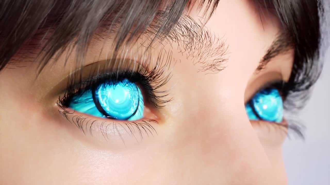 Female Android With Blue Eyes Loop - Stock Motion Graphics | Motion Array