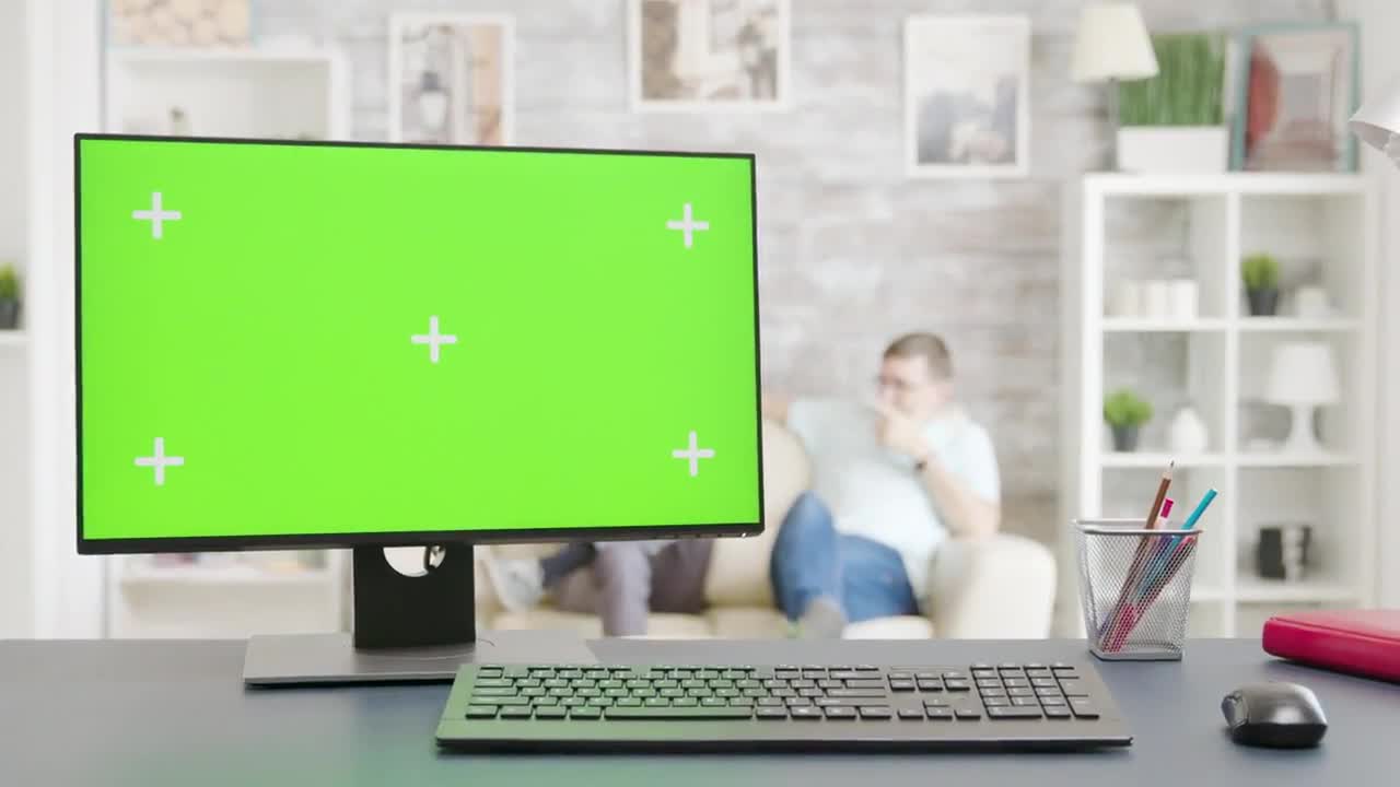 Pc With Isolated Green Screen Mock-Up - Stock Video | Motion Array