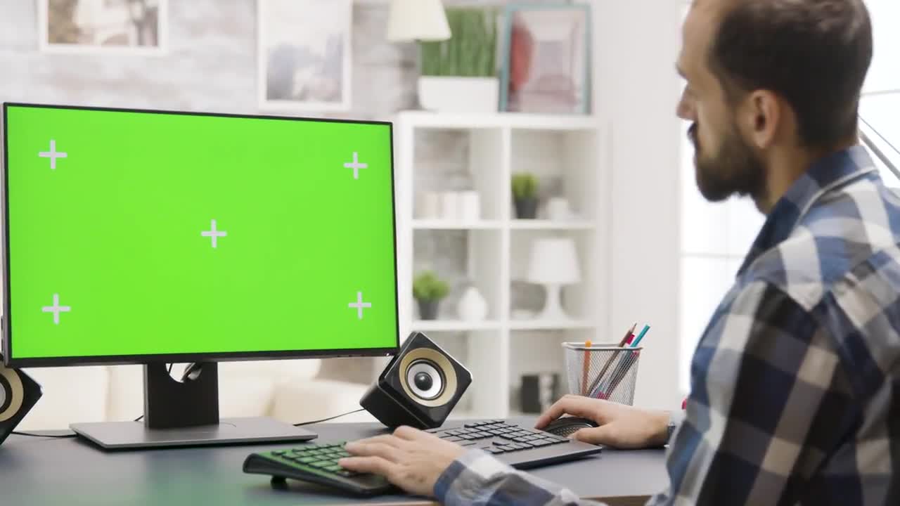 Man Looking At Computer Screen - Stock Video | Motion Array