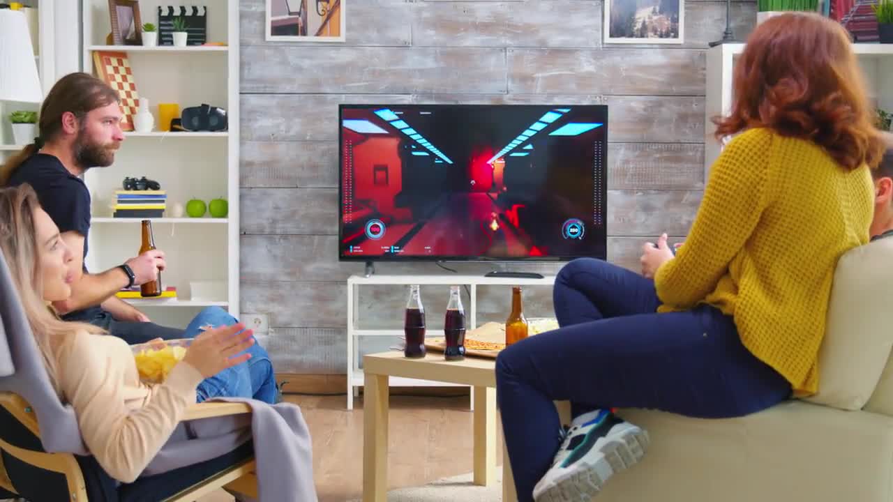 Woman Playing Video Game - Stock Video | Motion Array