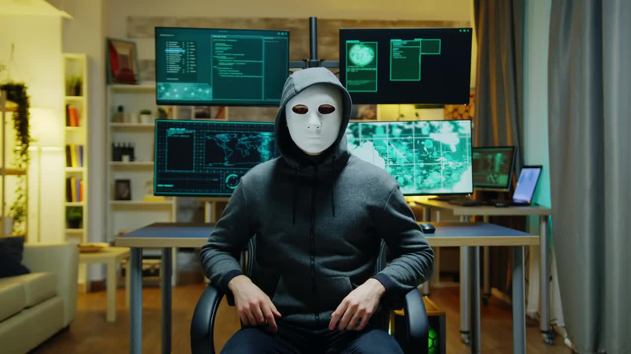 Masked Cyber Criminal - Stock Video | Motion Array