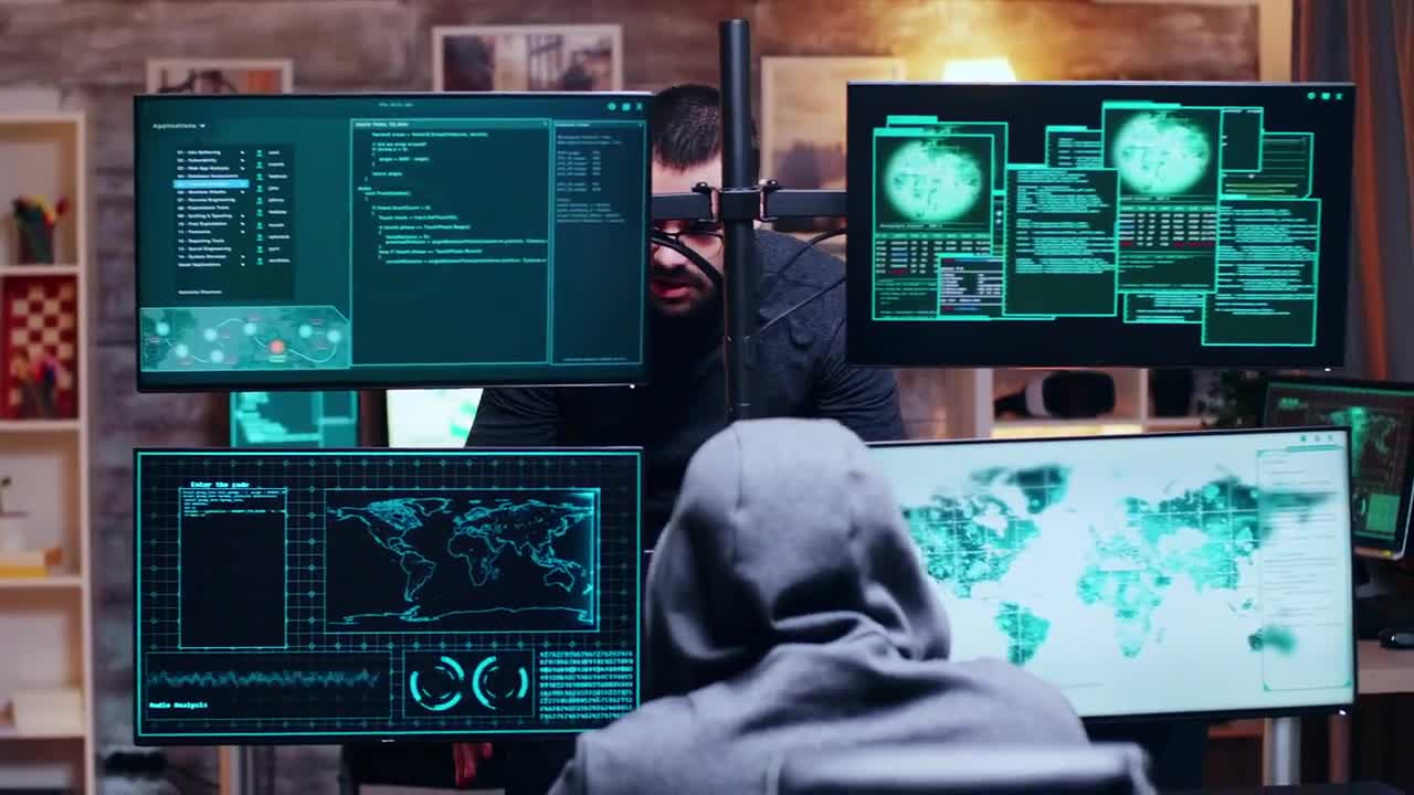 Two Hackers Talking - Stock Video | Motion Array