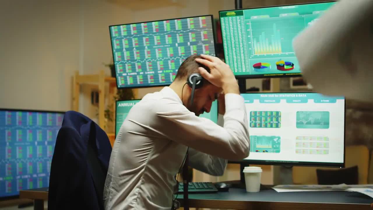 Frustrated Stock Market Broker - Stock Video | Motion Array