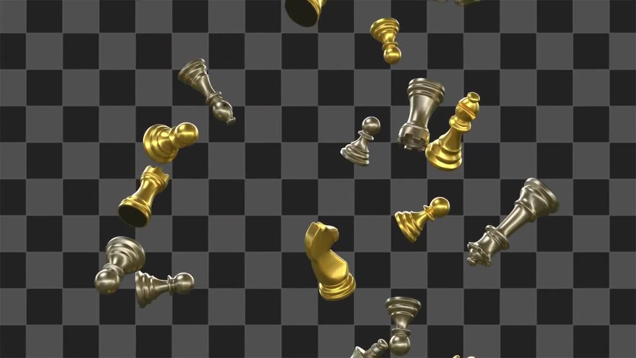 Flying Chess Figures On Alpha Loop - Stock Motion Graphics | Motion Array