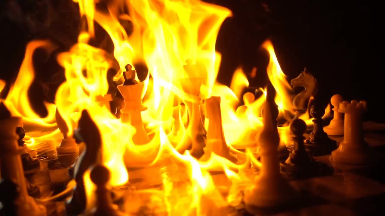Chess Pieces Burning - Stock Video | Motion Array