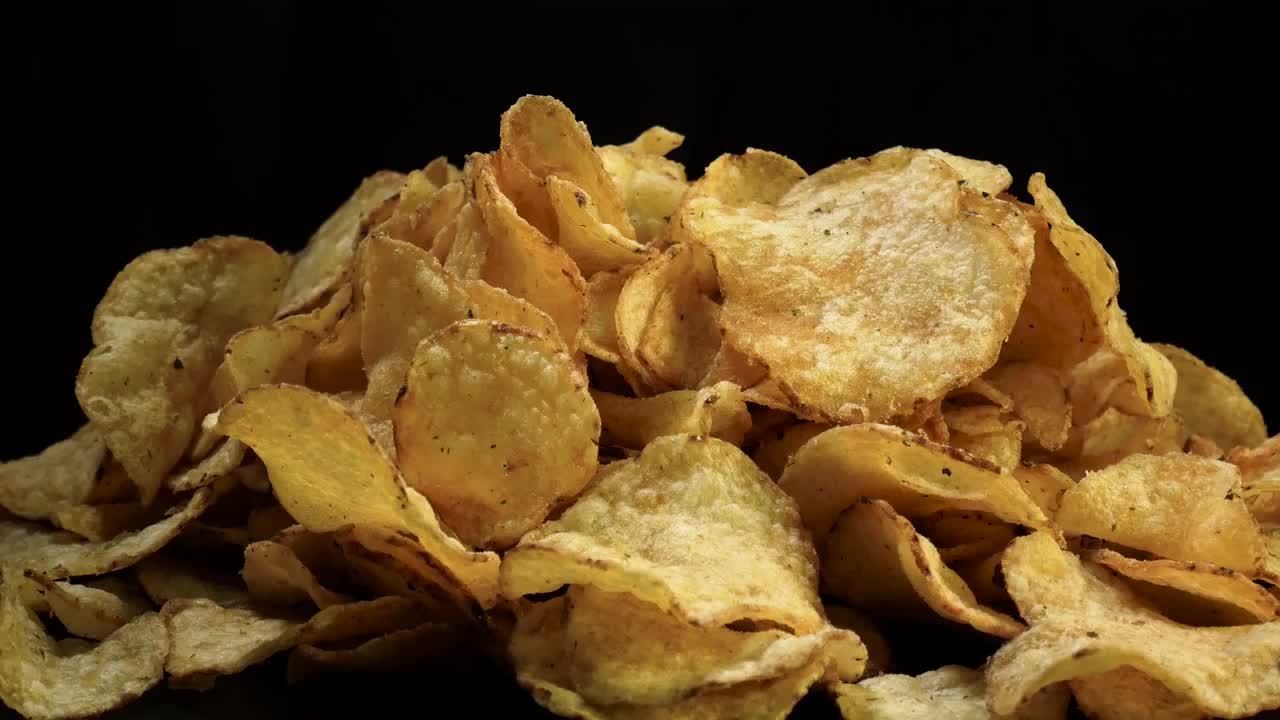 Salted Potato Chips Rotating - Stock Video | Motion Array