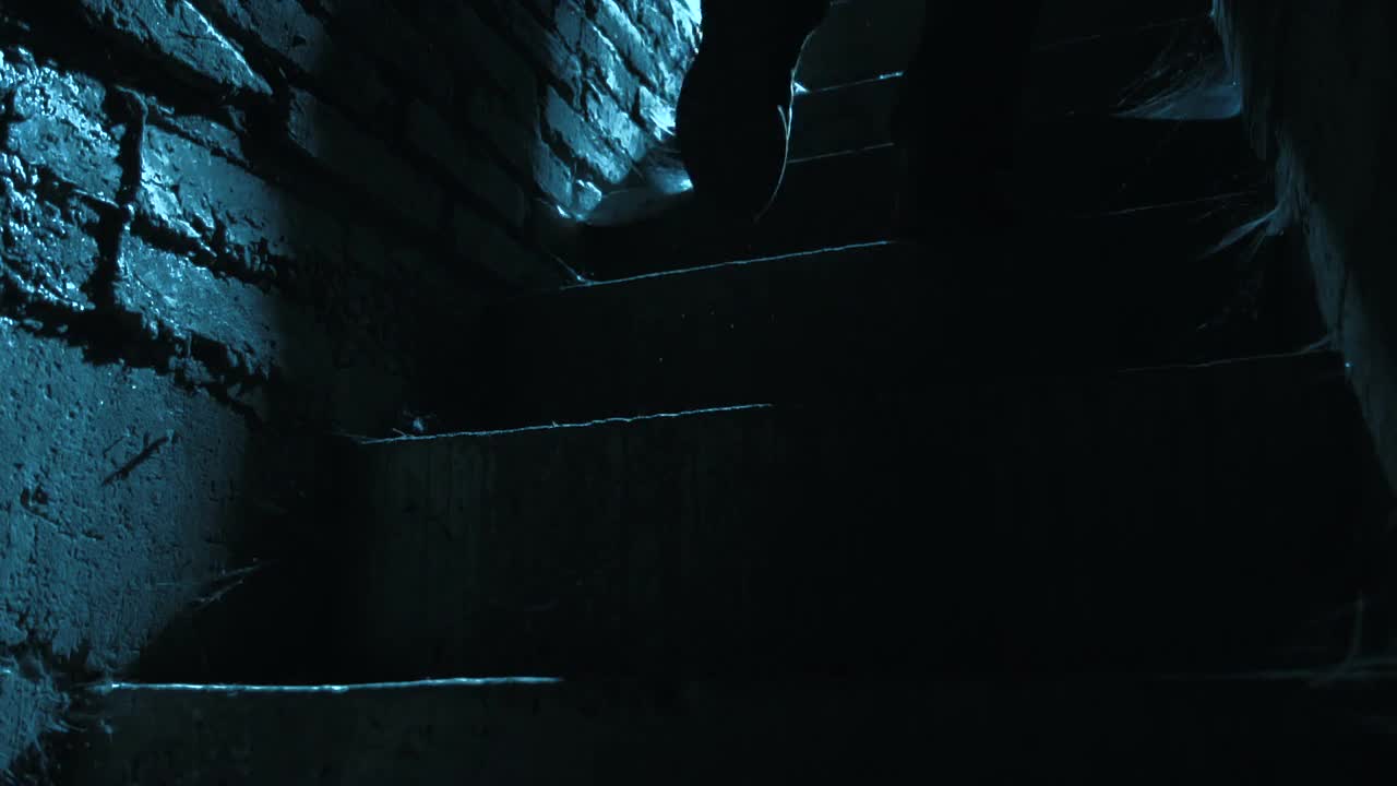 Man Climbing Creepy Stairwell - Stock Video | Motion Array