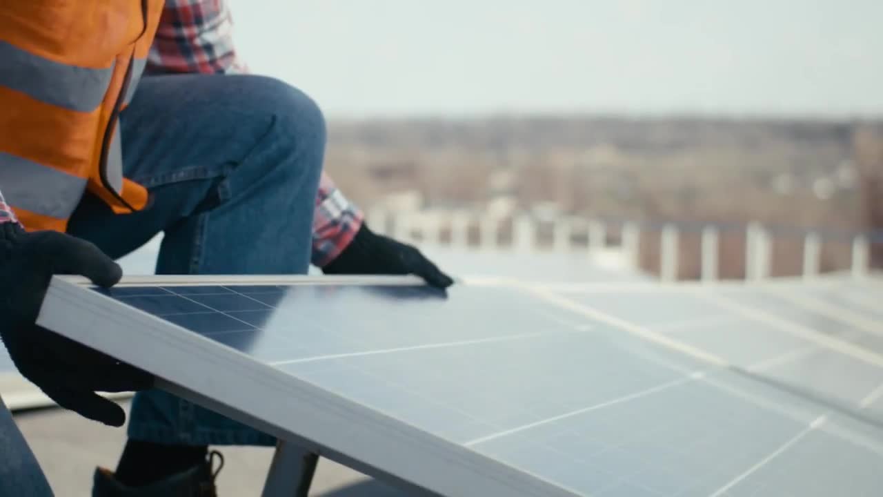 Fitting Solar Panel - Stock Video | Motion Array