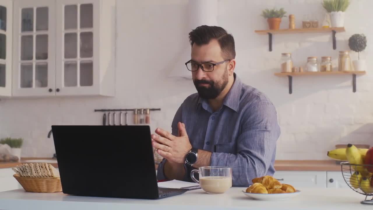Video Call In The Kitchen - Stock Video | Motion Array