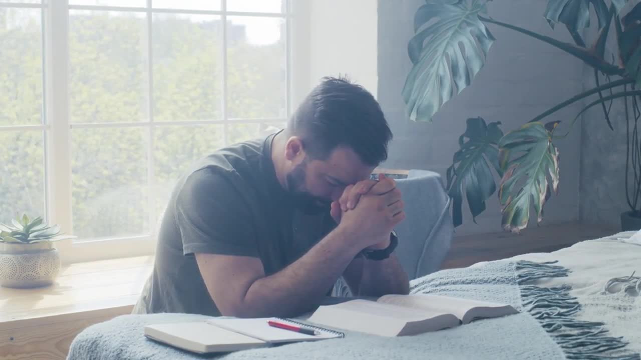 Reading Bible And Praying - Stock Video | Motion Array