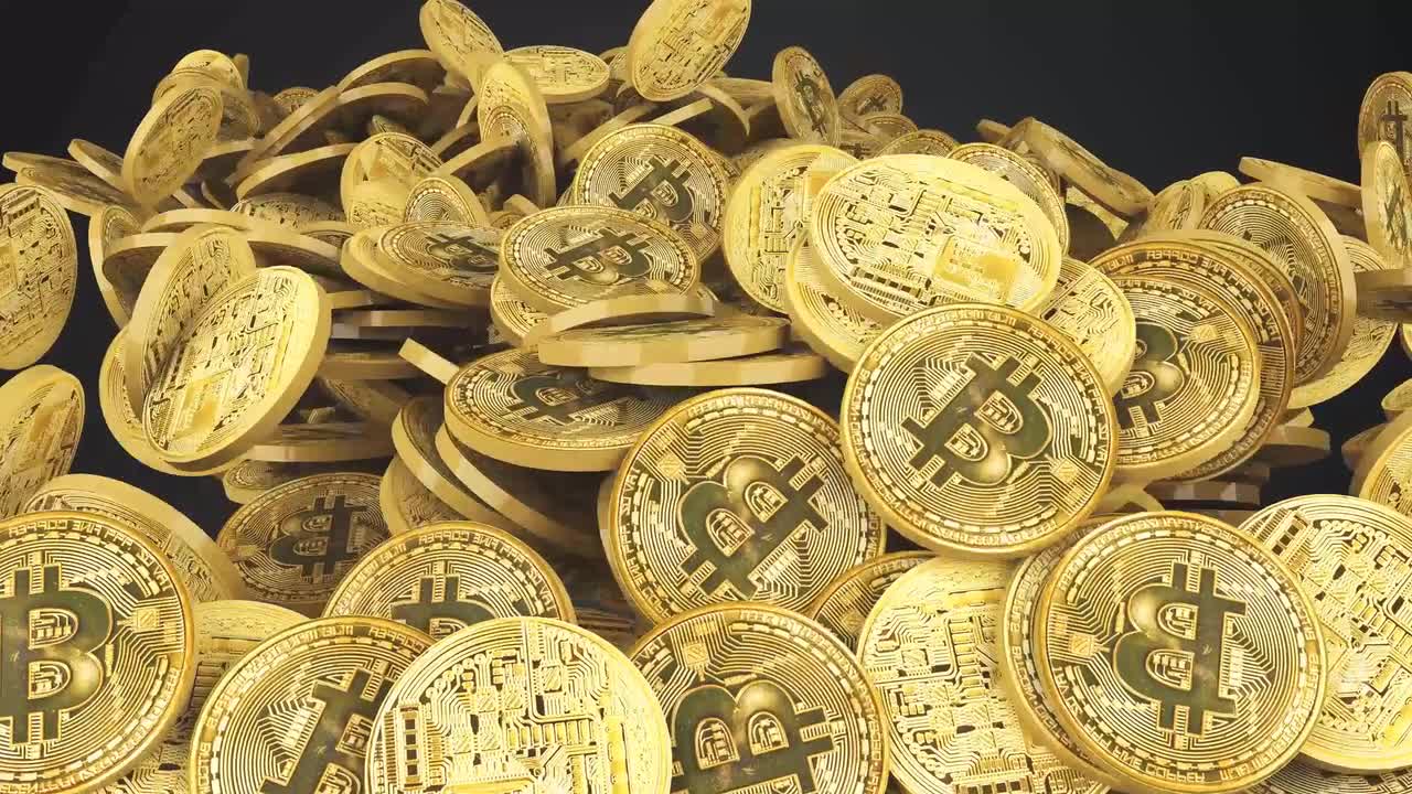 Falling Bitcoins Fill the Screen - Stock Motion Graphics | Motion Array