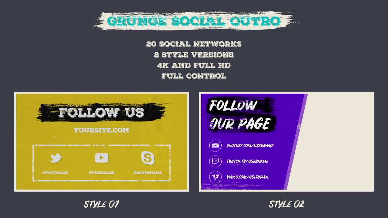 Grunge Social Outro - Motion Graphics Templates | Motion Array