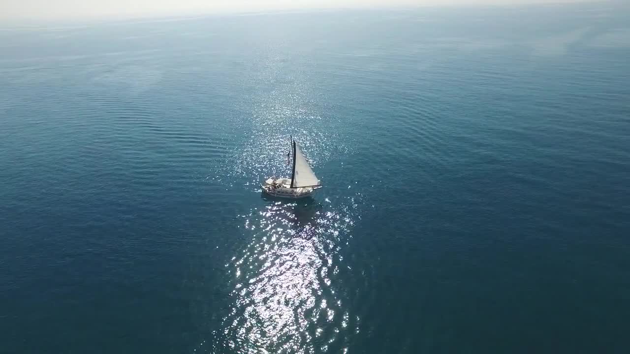 Sailboat On Open Sea - Stock Video | Motion Array