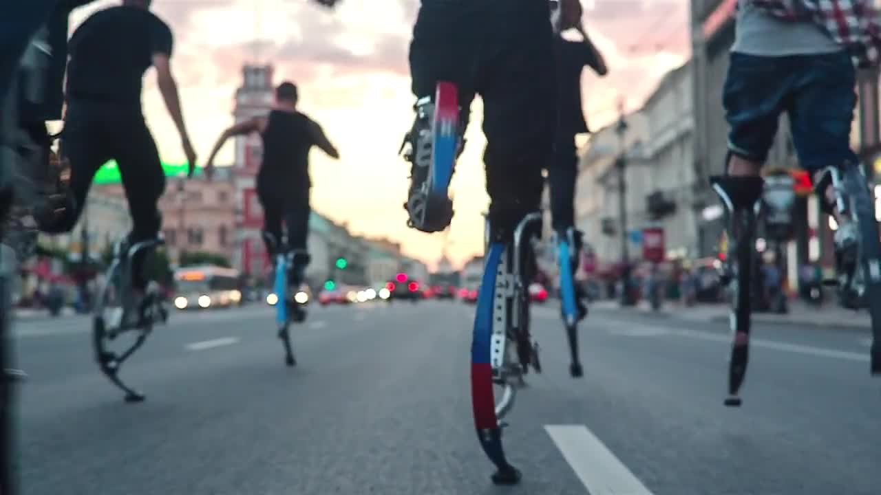 Runners With Jumping Stilts - Stock Video | Motion Array