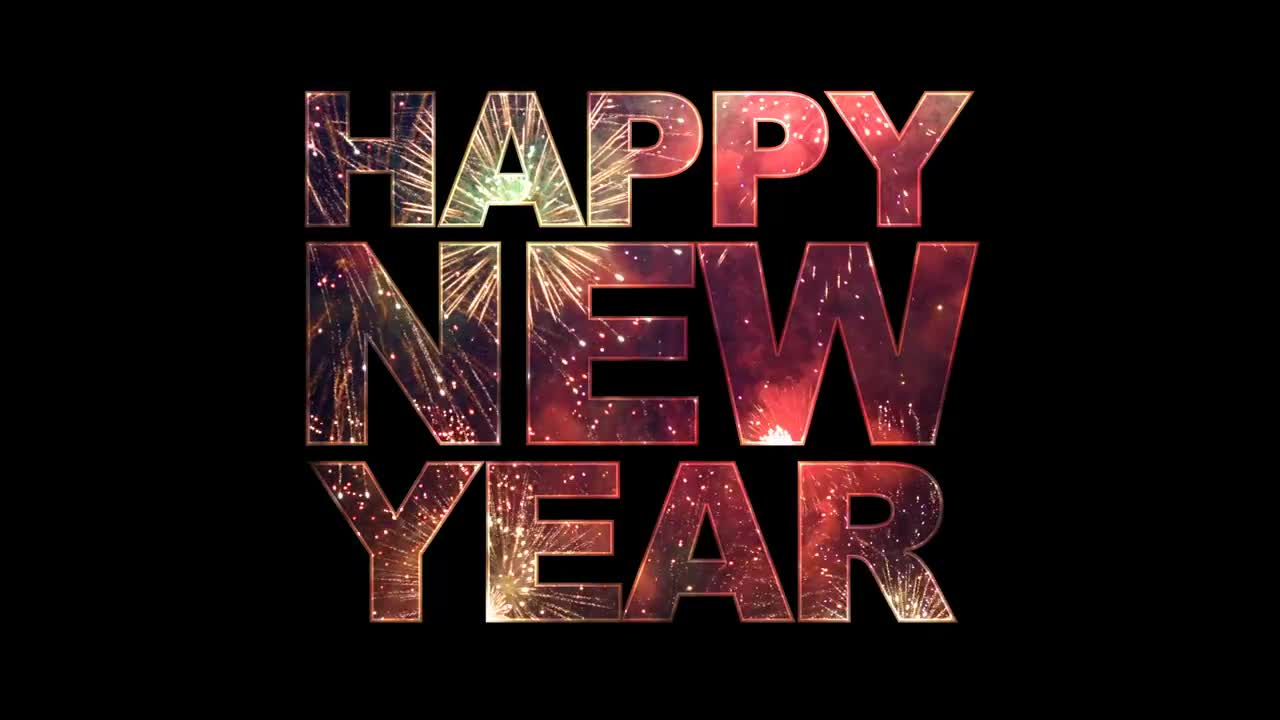 Fireworks In Happy New Year Text - Stock Motion Graphics | Motion Array